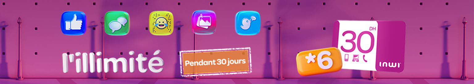 Recharge INWI (Pass *6) Réseaux sociaux illimité Avec PayPal