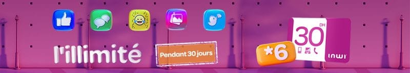 Recharge INWI (Pass *6) Réseaux sociaux illimité Avec PayPal
